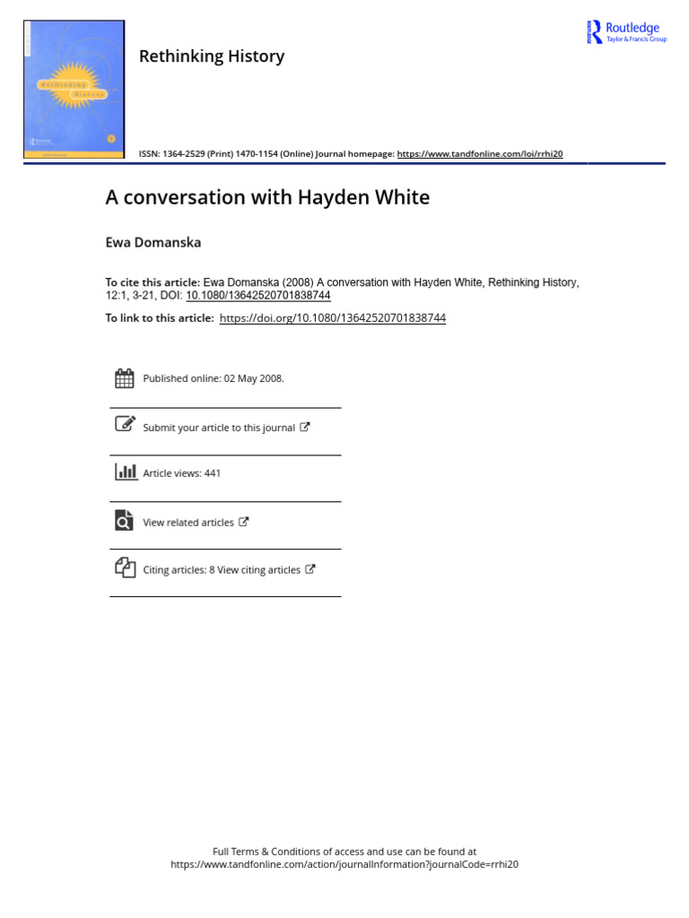 Conversation with Hayden White on History | PDF | Methodology | Historian