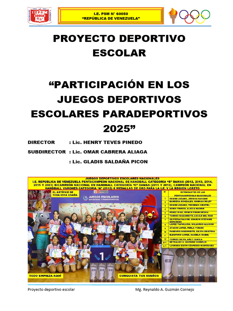 Proyecto Deportivo Escolar 2025 | PDF | Deportes