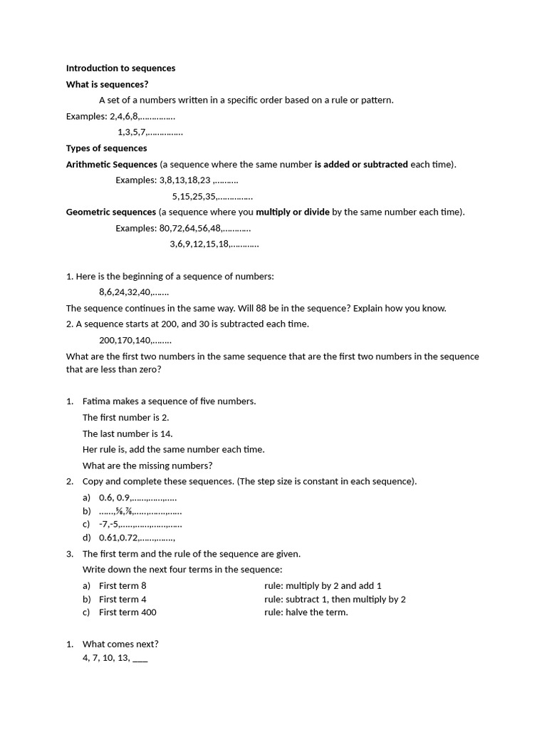 Introduction To Sequences | PDF | Mathematics