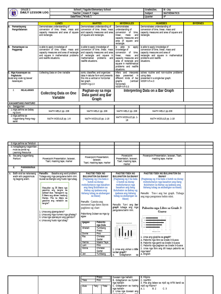 Q4 DLL Math3 Week6 | PDF