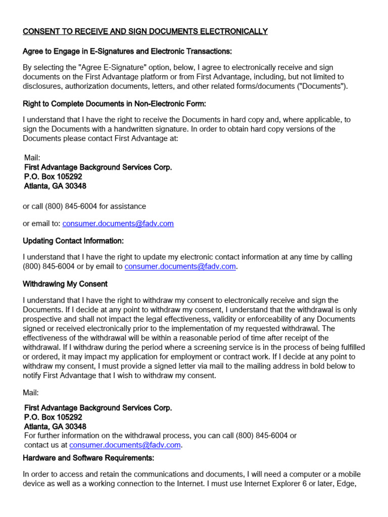 E-Signature Consent Form | PDF