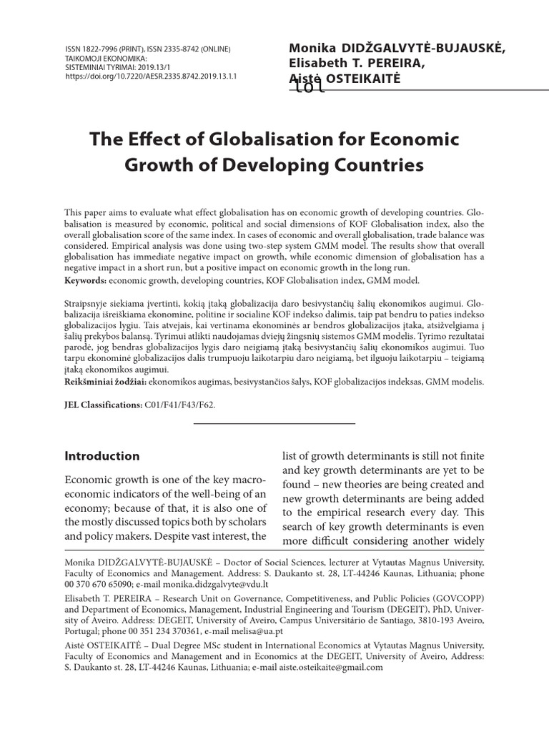Globalisation On Economy | PDF | Globalization | Economic Growth