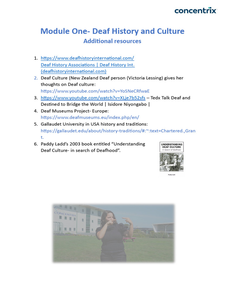 Module One-Deaf History and Culture - Additional Resources | PDF