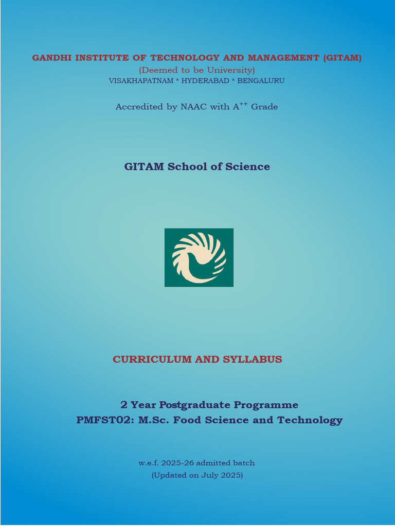M.Sc. Food Science Curriculum 2025-26 | PDF | Science | Food Science