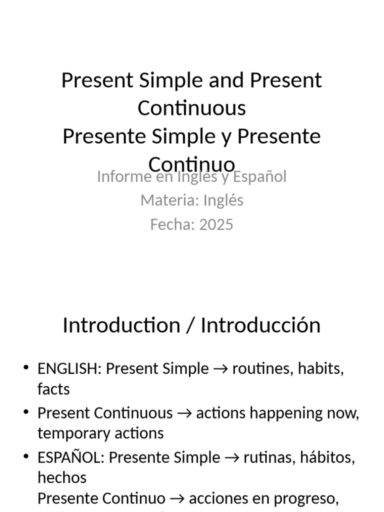 Present Simple vs. Continuous Explained | PDF