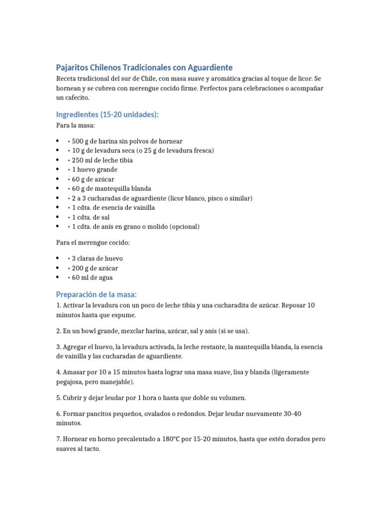 Receta_Pajaritos_Aguardiente | PDF