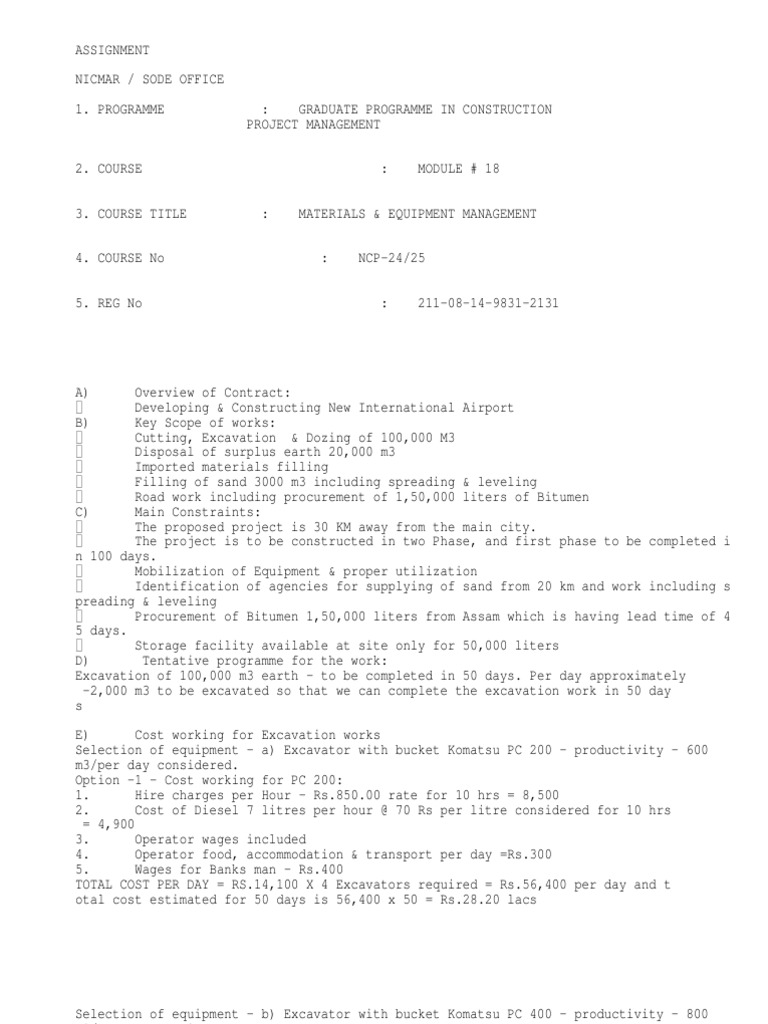 NCP 24/25 Nicmar Assignment | PDF | Asphalt | Road Surface