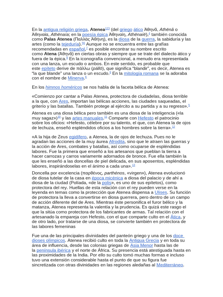 La lanza de Atenea en la mitología griega | PDF | Atenea | Medusa