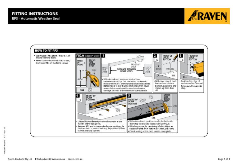 RP3 Automatic Weather Seal Fitting Guide | PDF | Door