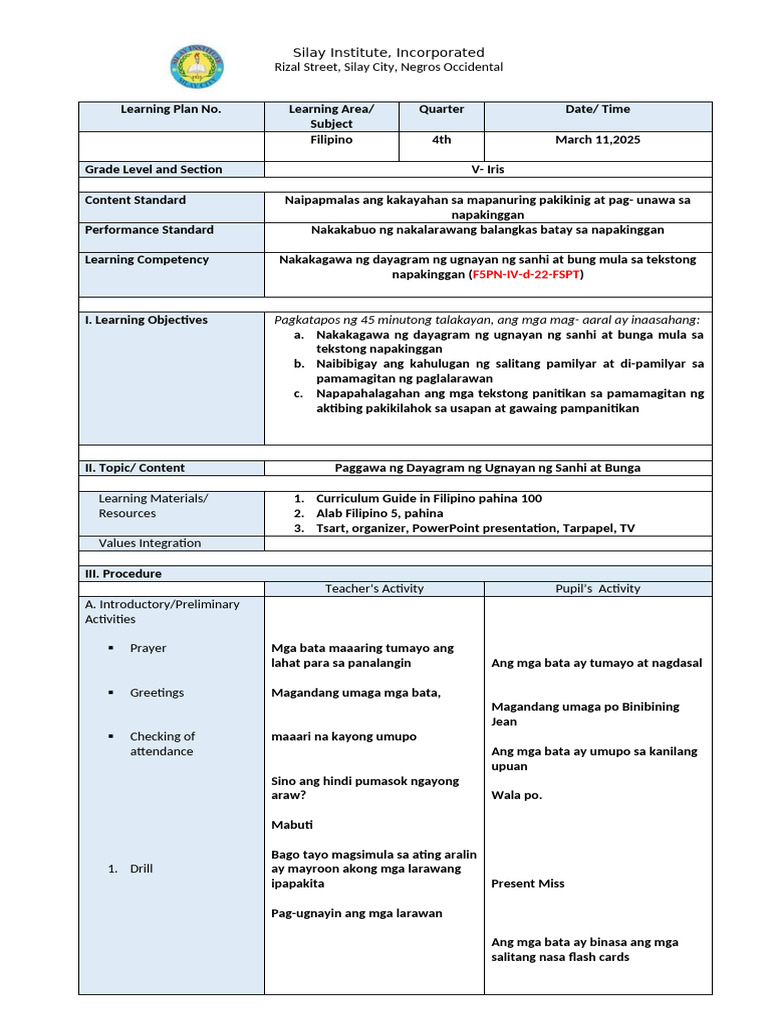 Detailed Lesson Plan in Filipino 5 | PDF