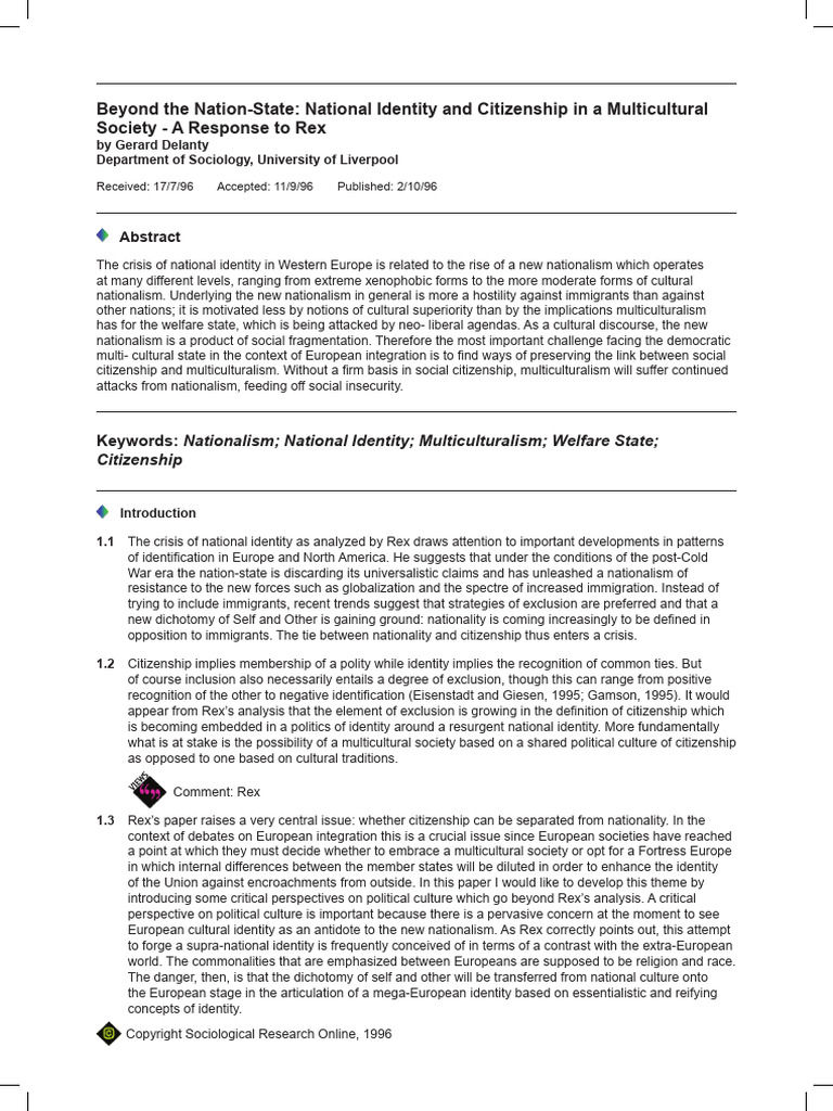 National Identity and Citizenship | PDF | Nationalism | Identity ...