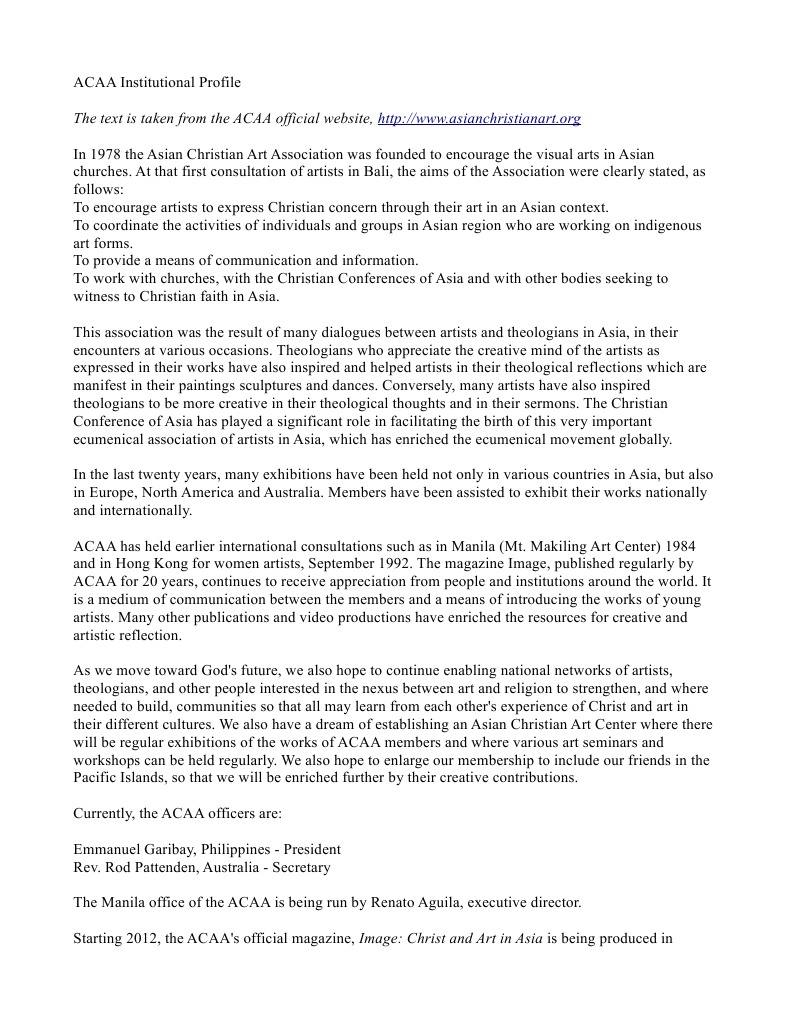 ACAA Institutional Profile | PDF | Ecumenism | Theology