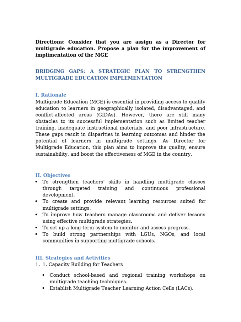 MGE Improvement Proposal | PDF | Learning | Teachers