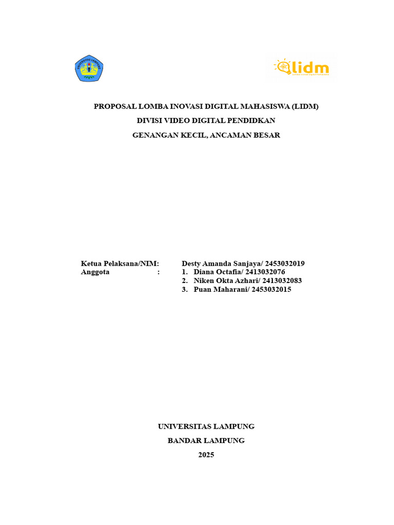Proposal Lomba Inovasi Digital Mahasiswa | PDF