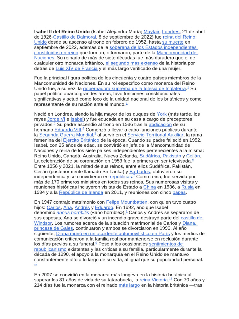 Isabel II Del Reino Unido | PDF | Elizabeth Ii