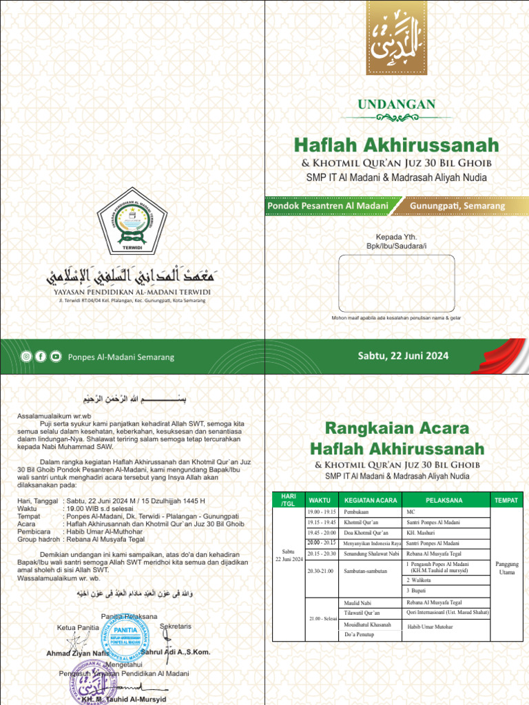 Undangan Haflah Akhirussanah 2024 | PDF