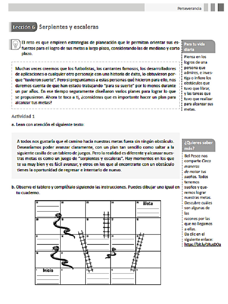 Leccion 6 - Serpientes y Escaleras | PDF