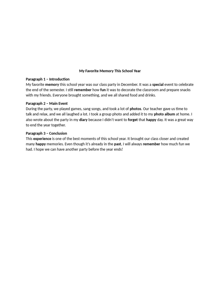 My Favorite Memory This School Year | PDF