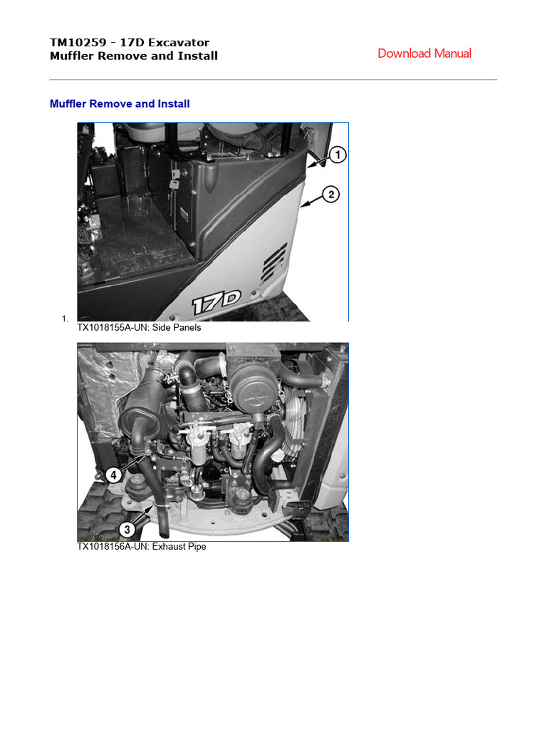 17D Excavator Muffler & Thermostat Guide | PDF | Pump | Gear