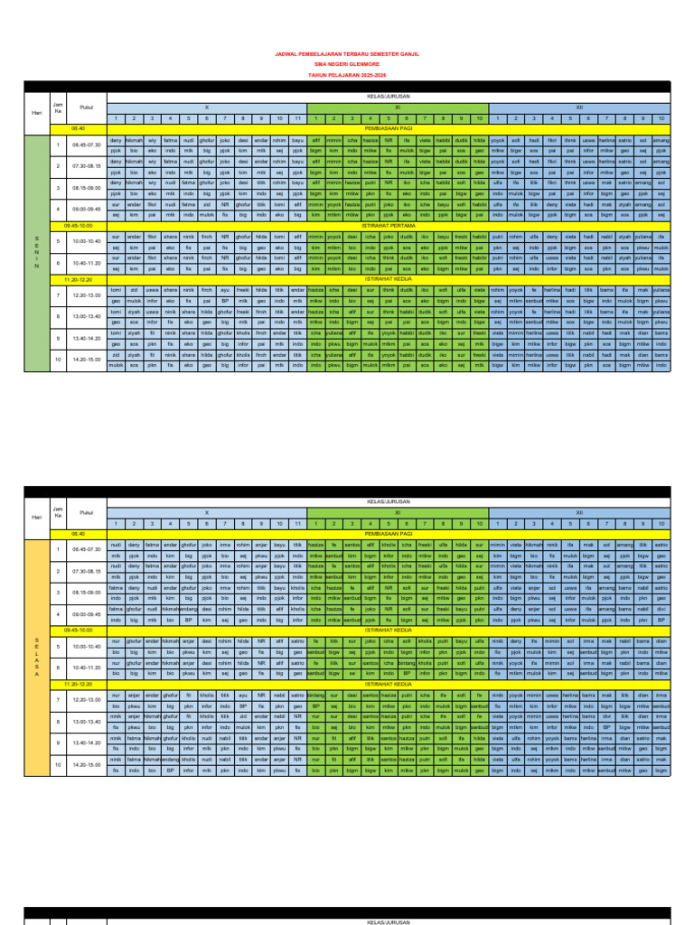 Template Jadwal PDF | PDF