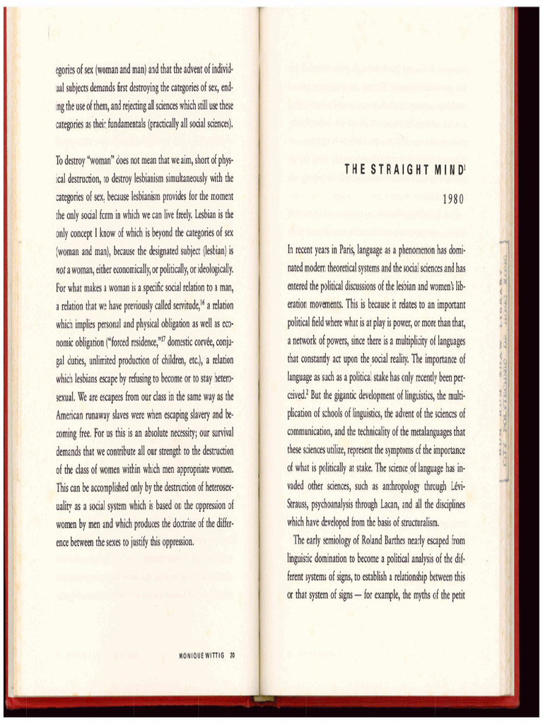 Wittig 1992 the Straight Mind | PDF