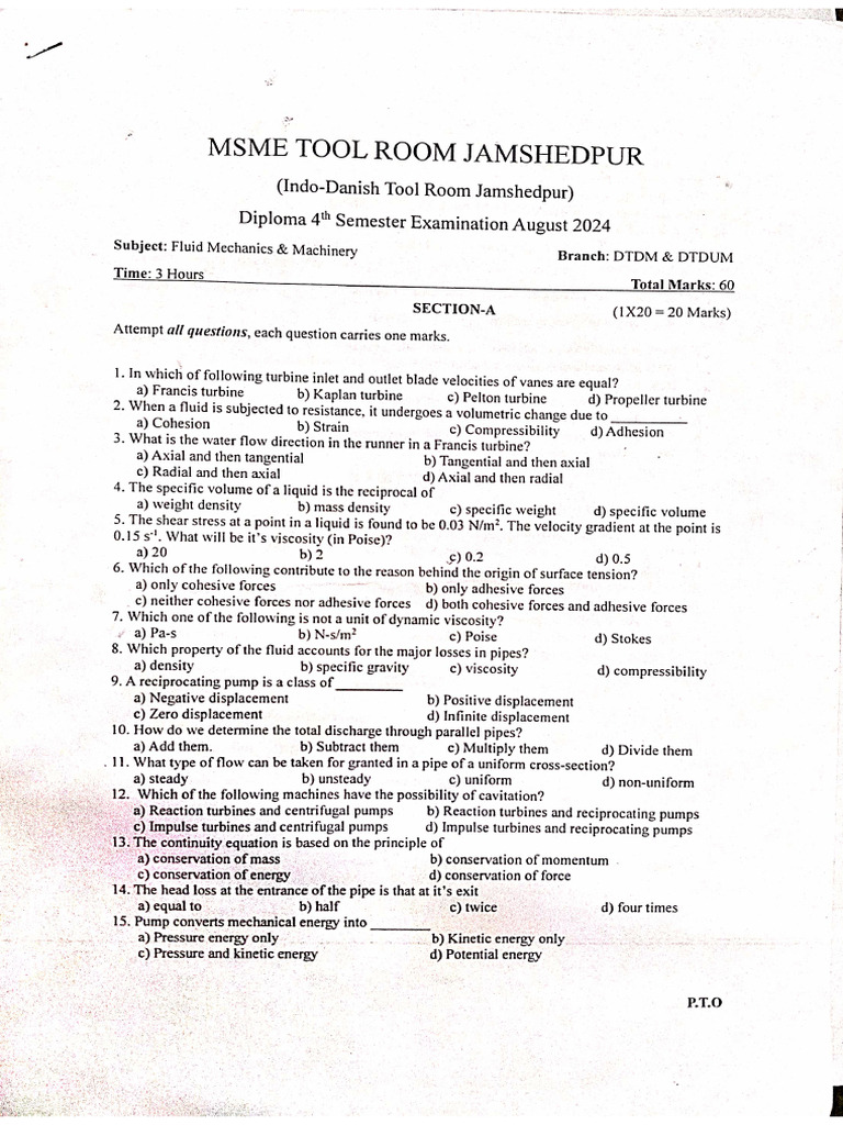 4th Semester Question Paper | PDF
