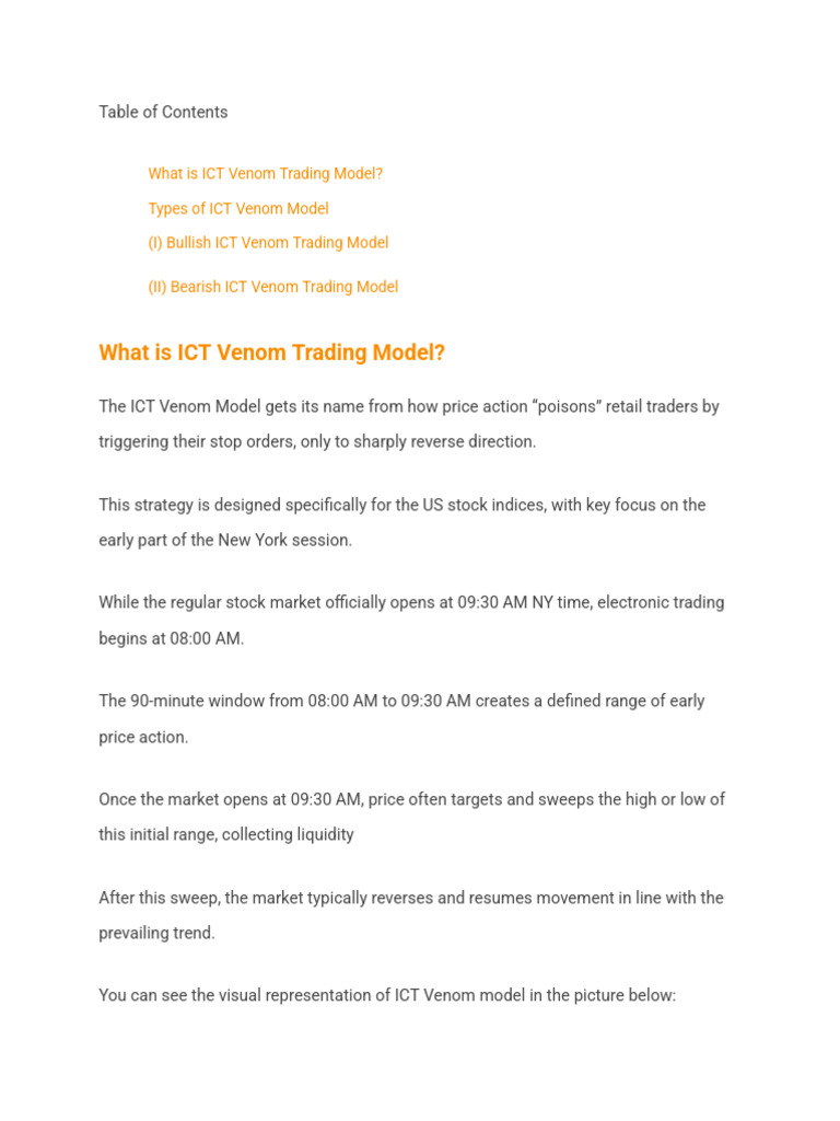 ICT Venom Trading Model | PDF | Market Trend | Market Liquidity