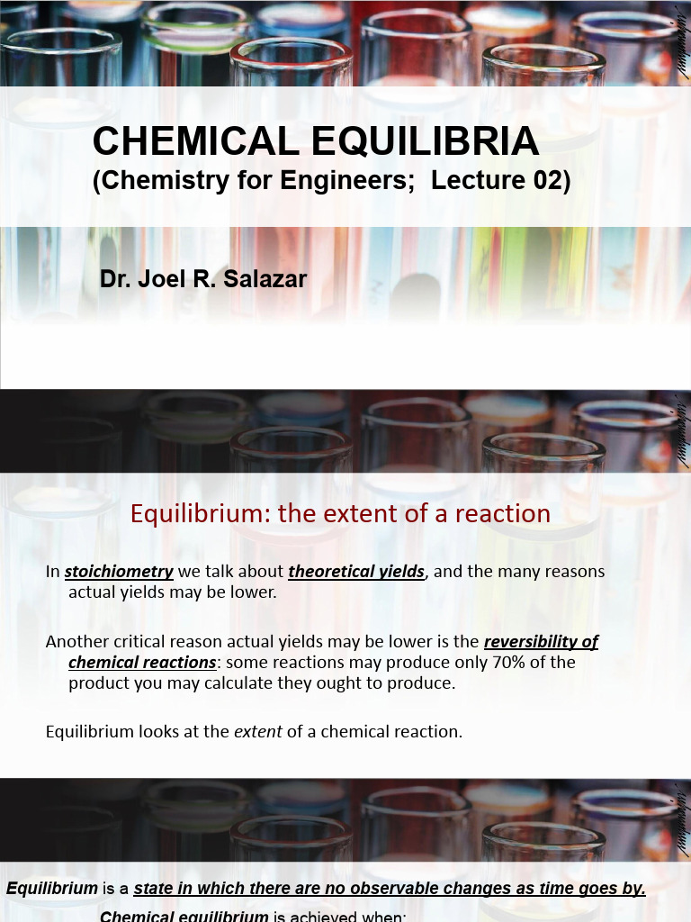 CHEM 1100 Lecture 02 Fundamentals of Chemical Equilibrium | PDF ...
