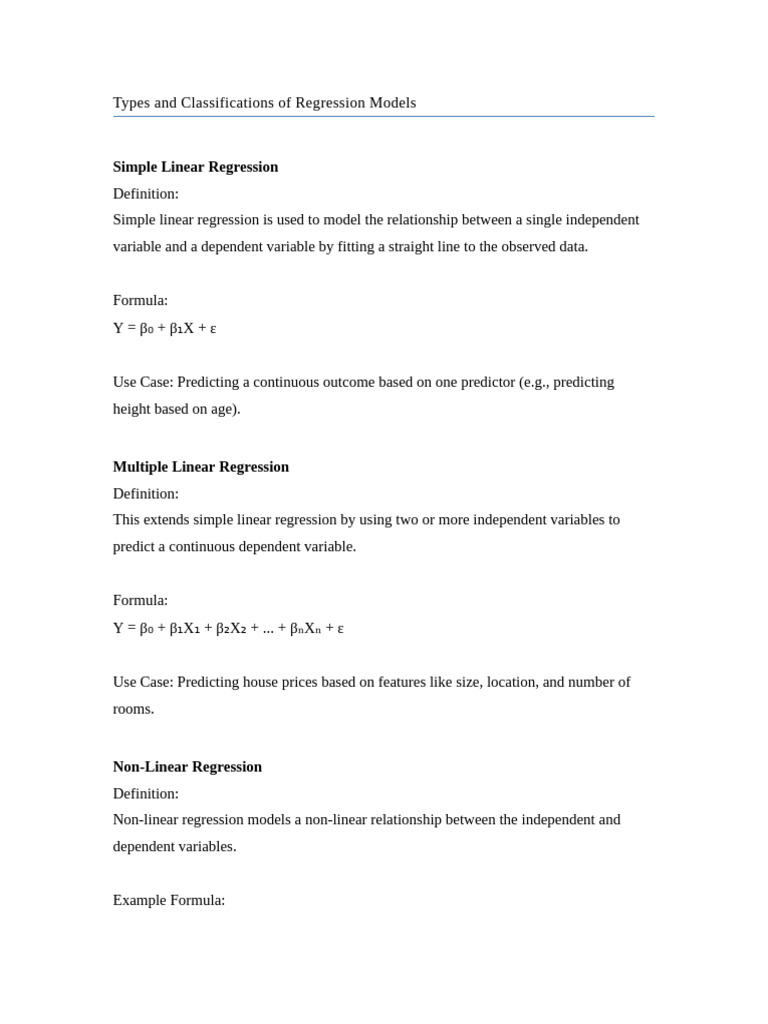 Types of Regression Models | PDF | Linear Regression | Logistic Regression
