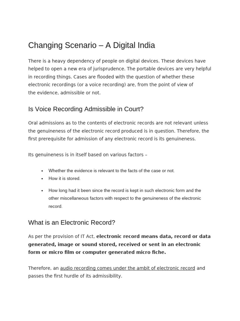 Voice Recording As Evidence In Courts in India2 | PDF | Evidence | Justice
