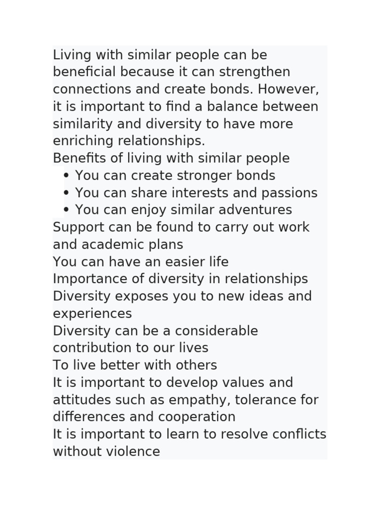 Living With Similar People Can Be Beneficial Because It Can Strengthen ...