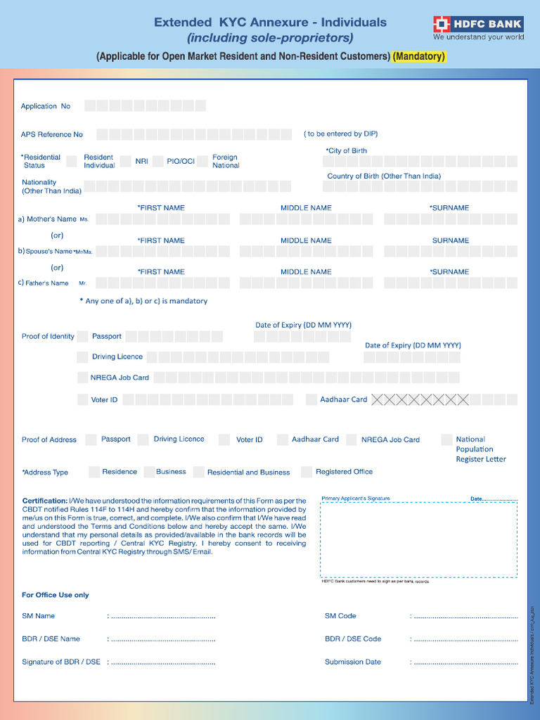 Extended KYC Annexure Individuals (CKYCR-CERSAI) | PDF