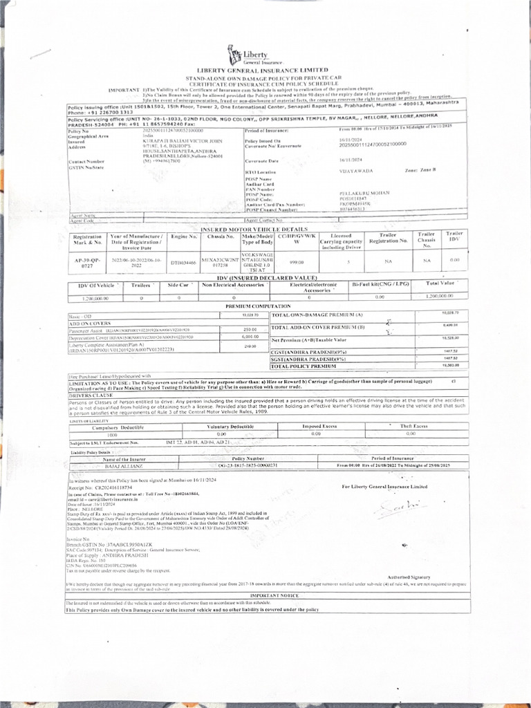 Liberty Car Insurance | PDF