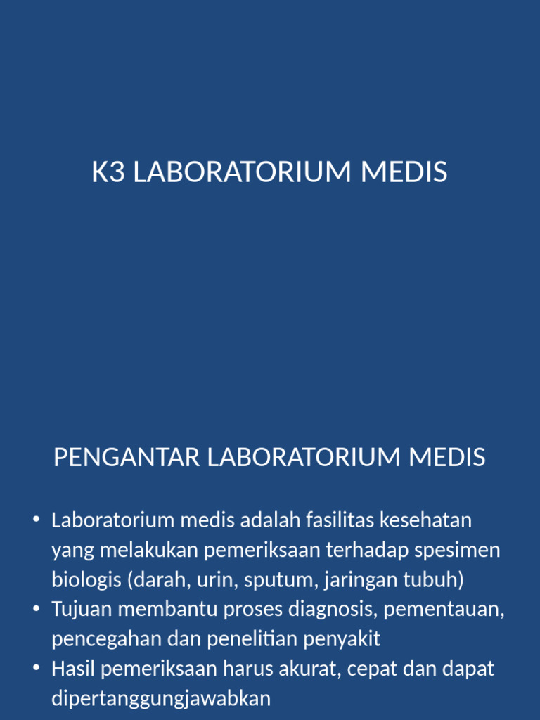 k3 Laboratorium Medis - 2025-2025 | PDF