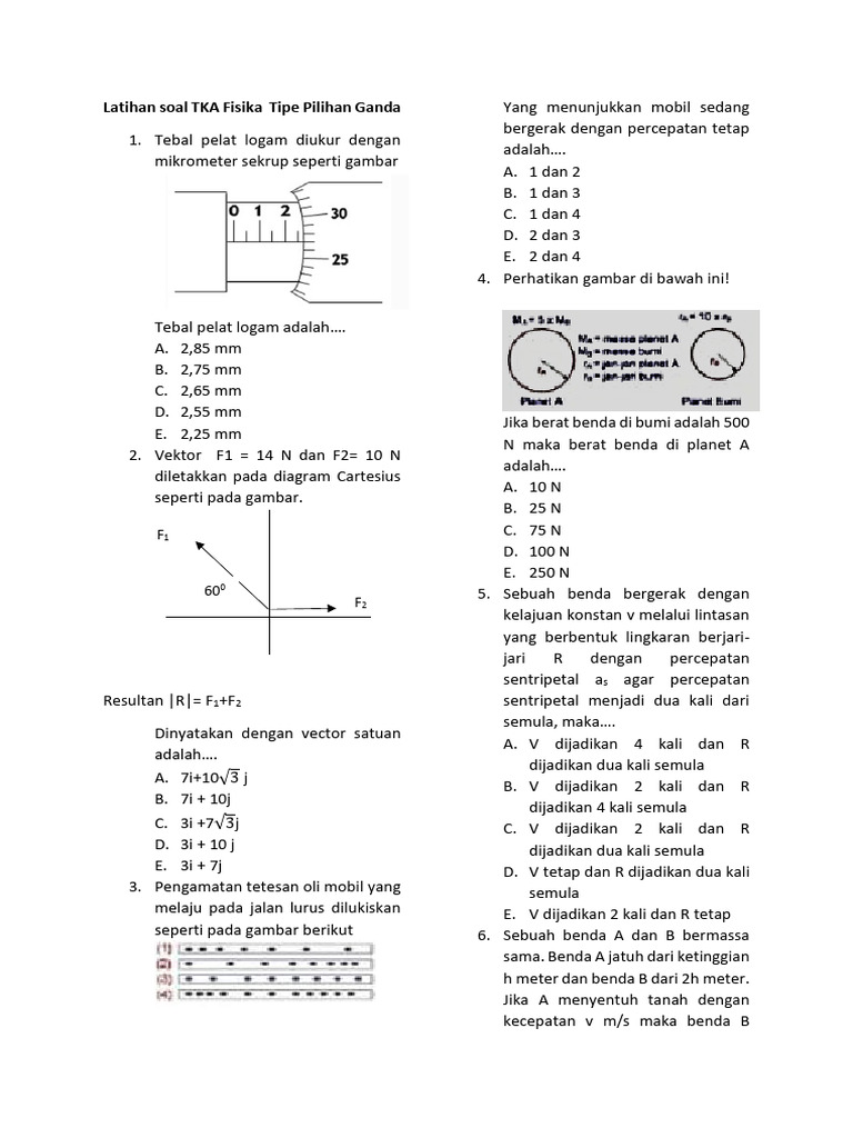 Latihan Soal TKA Fisika | PDF