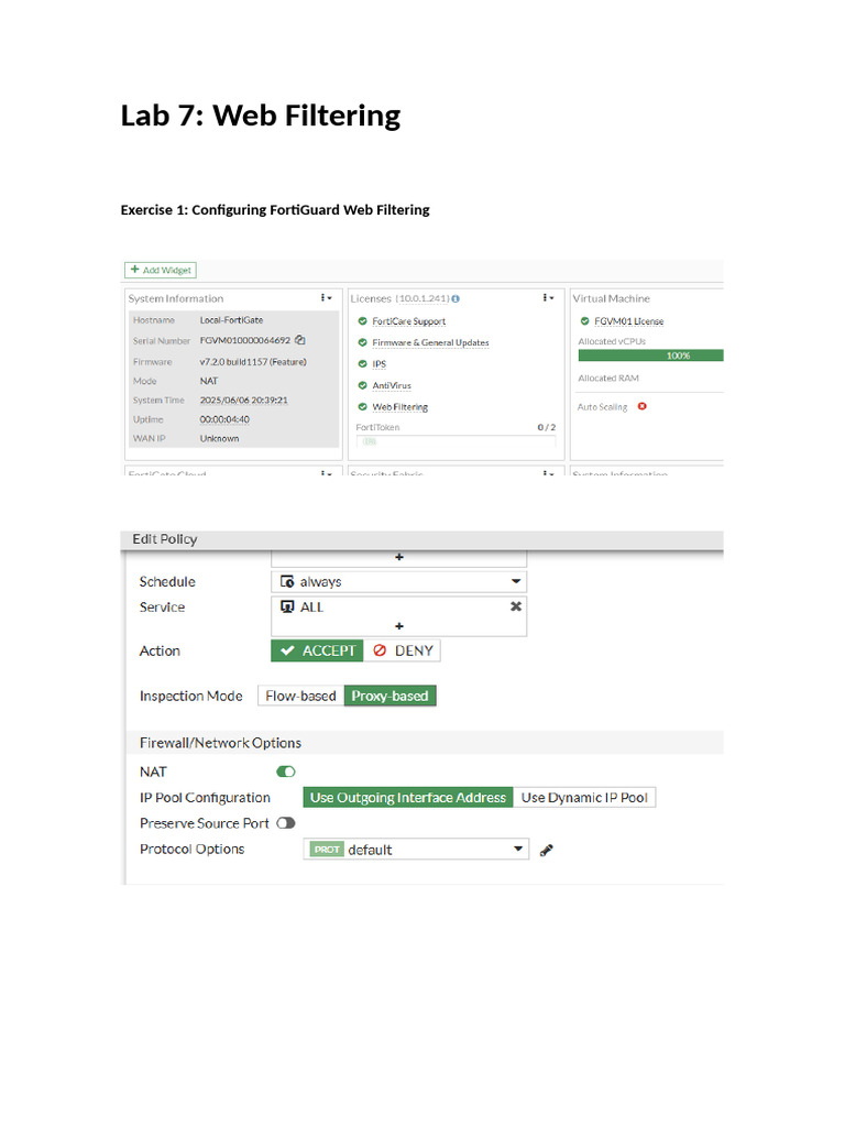 Lab 7 Fortinet | PDF