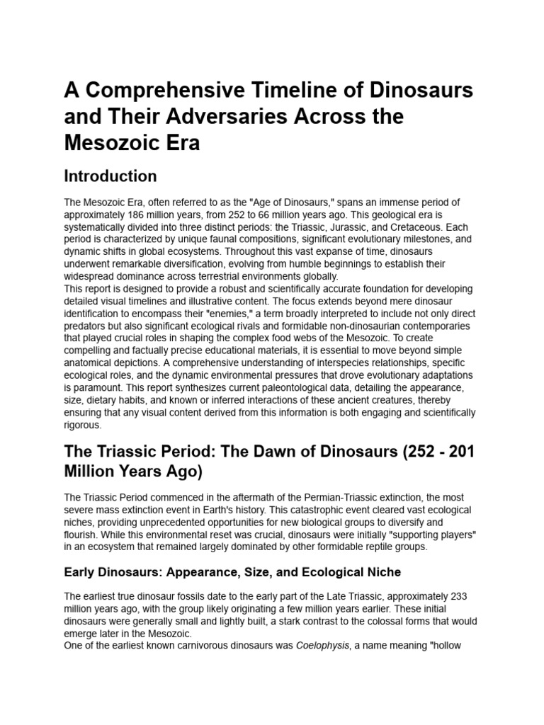 Mesozoic Era Dinosaur Timeline | PDF | Dinosaurs | Tyrannosaurus