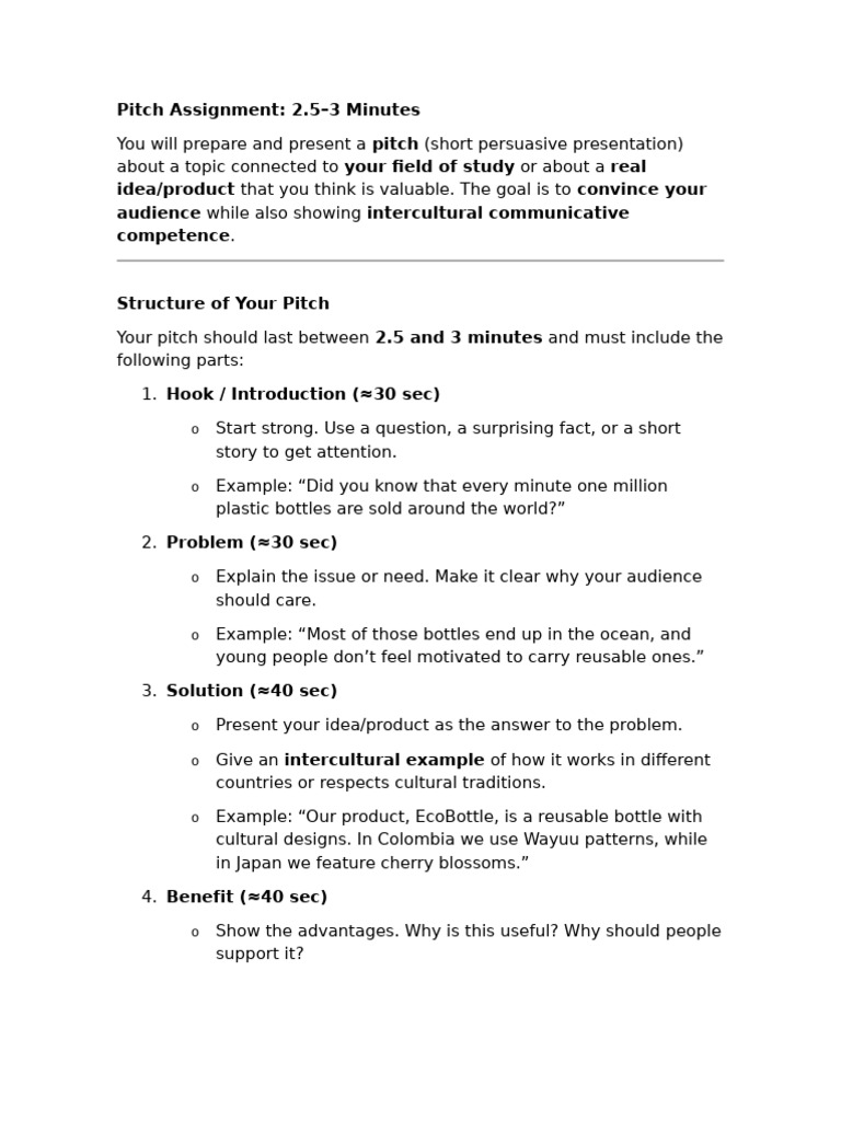 Project Pitch Presentation Guide | PDF | English Language | Learning