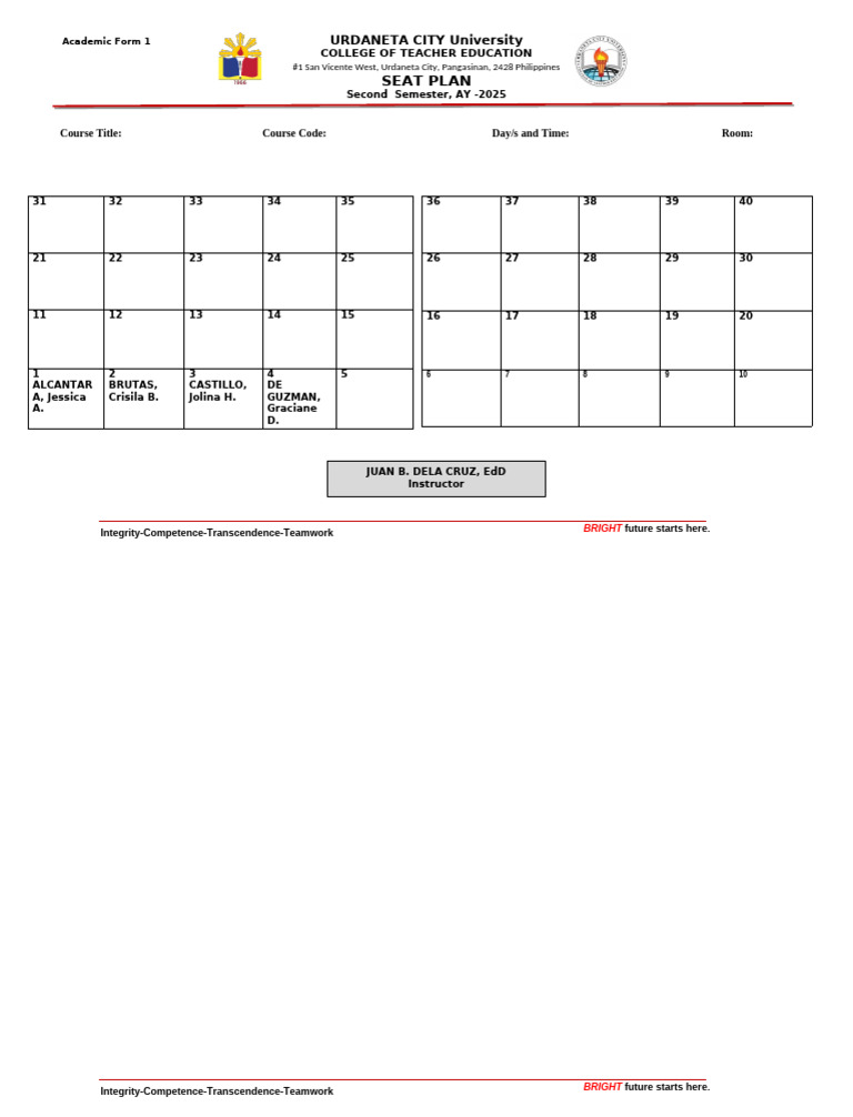 Academic Form 1 Template 40s | PDF