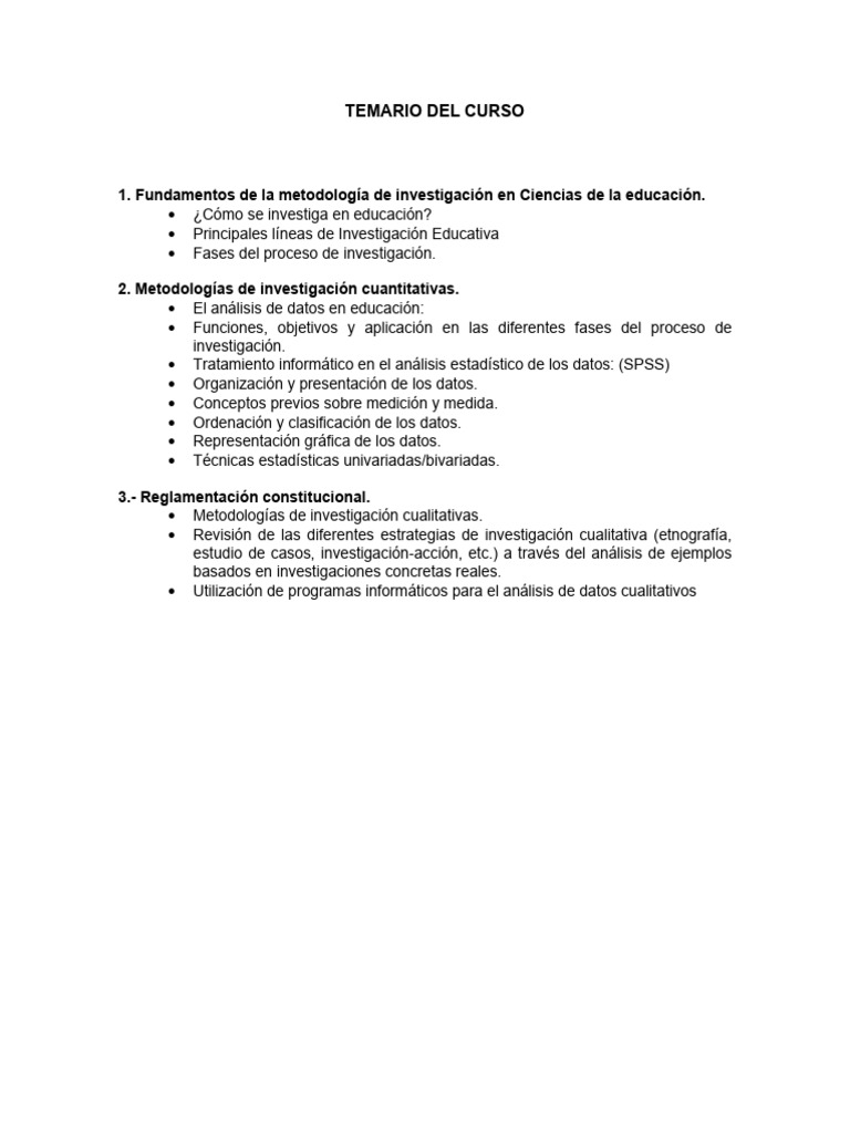 Temario Del Curso | PDF