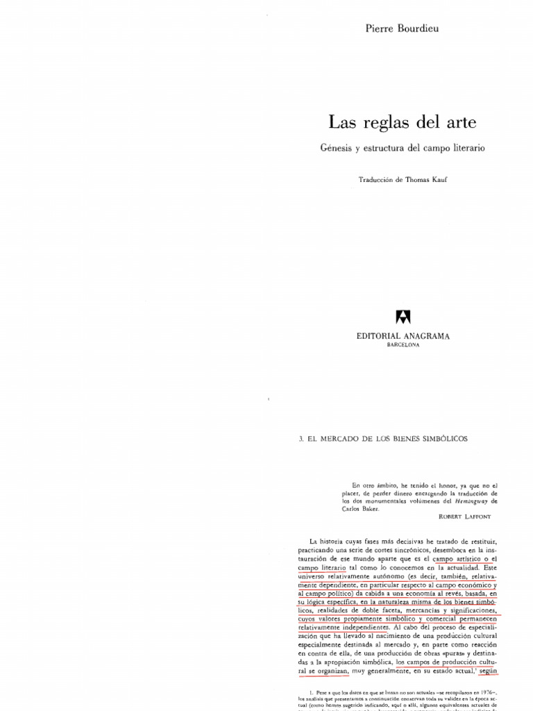 Bordieu, Pierre - El Mercado de Los Bienes Simbólicos | PDF