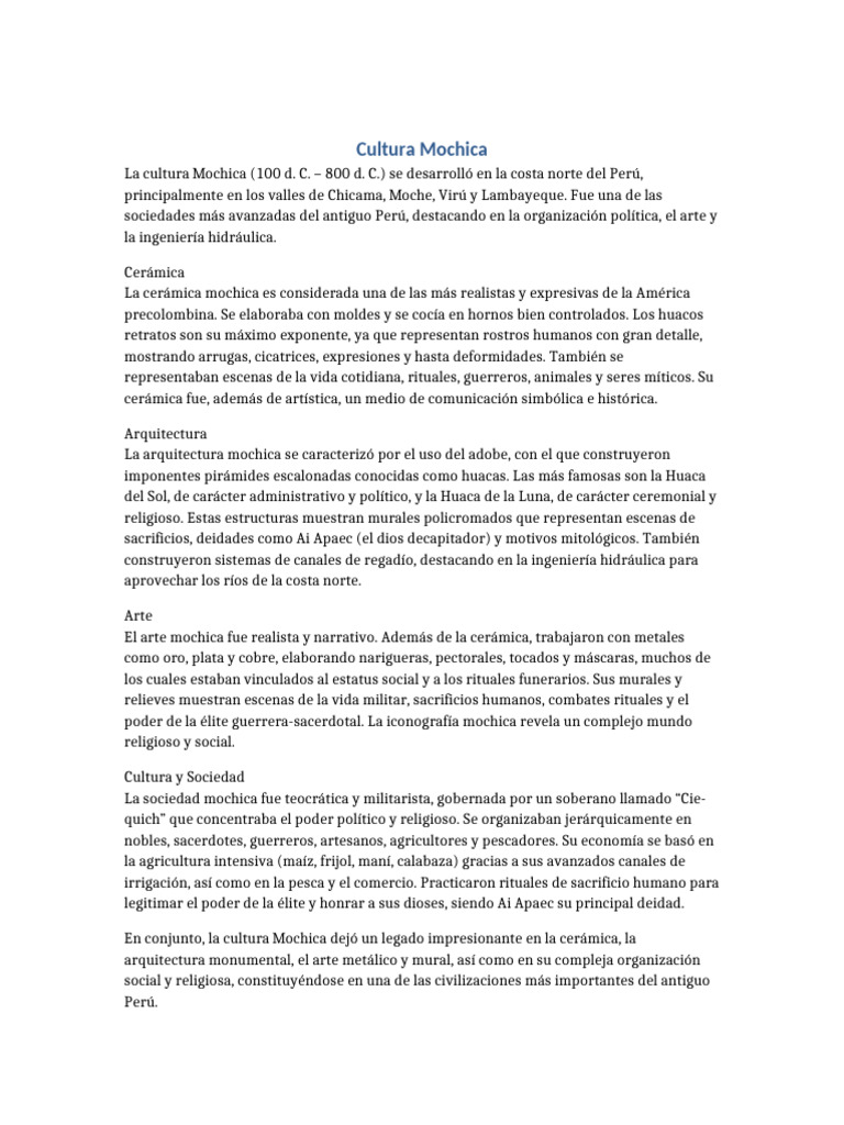 Cultura Mochica | PDF