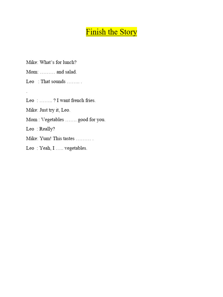 Finish The Story (Eng Game) | PDF