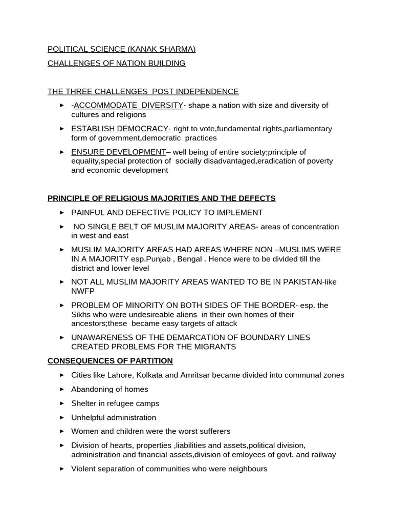 Challenges of Nation Building in India | PDF | Politics Of India