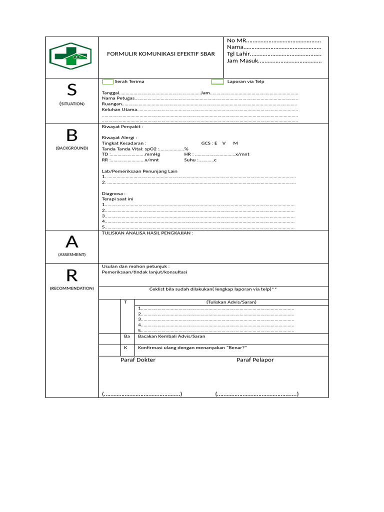 Formulir Komunikasi Efektif Sbar Baru | PDF