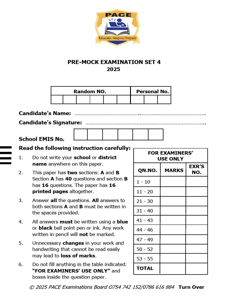 PACE 2025 Social Studies Mock Exam | PDF