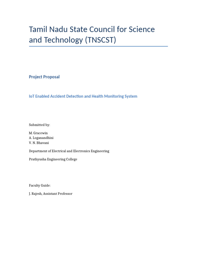 TNSCST Project Proposal | PDF | Monitoring (Medicine) | Internet Of Things