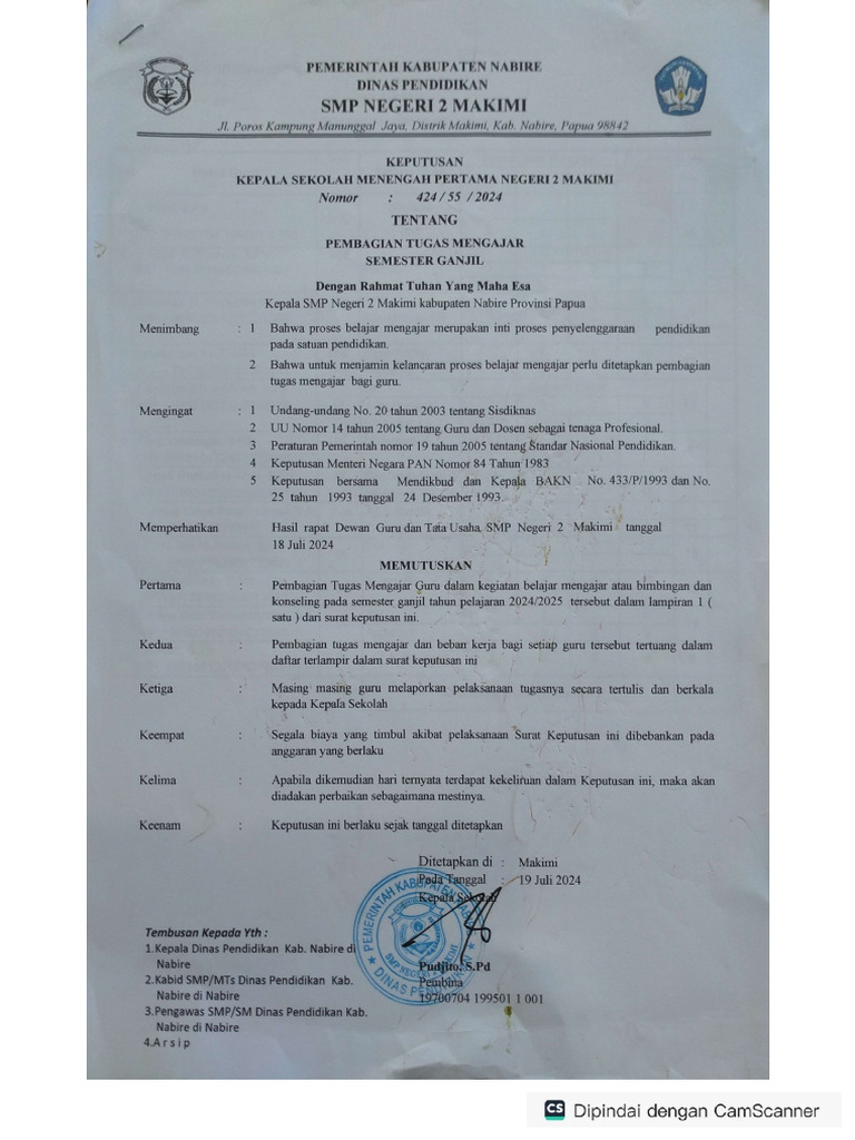 SK Mengajar Semester Ganjil 2024-2025 | PDF