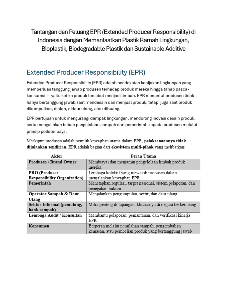 Extended Producer Responsibility (EPR) | PDF