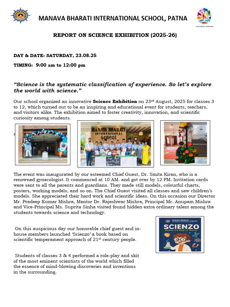 Science Exhibition Report 2025-26 | PDF